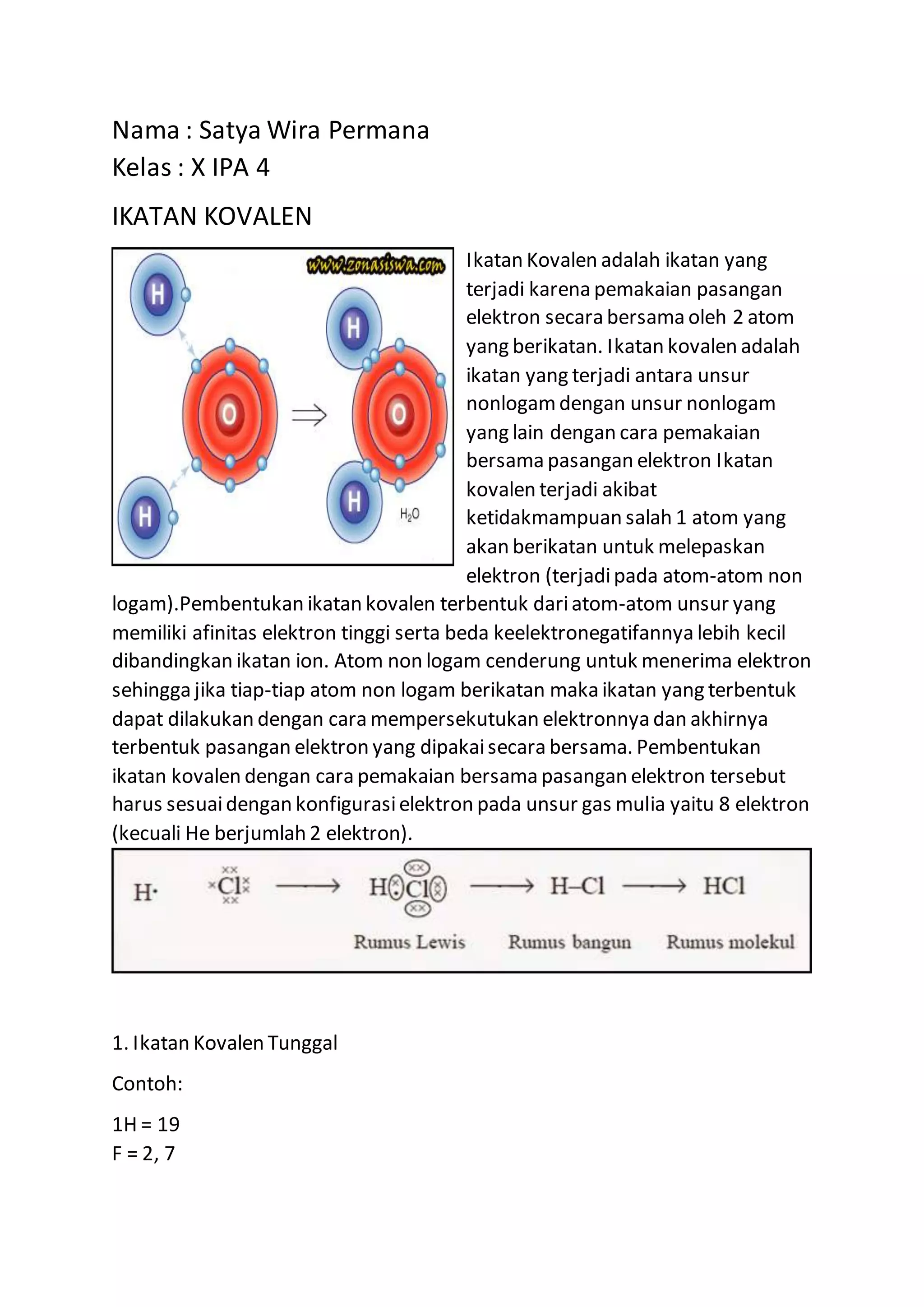 Kimia Ikatan Kovalen | DOCX