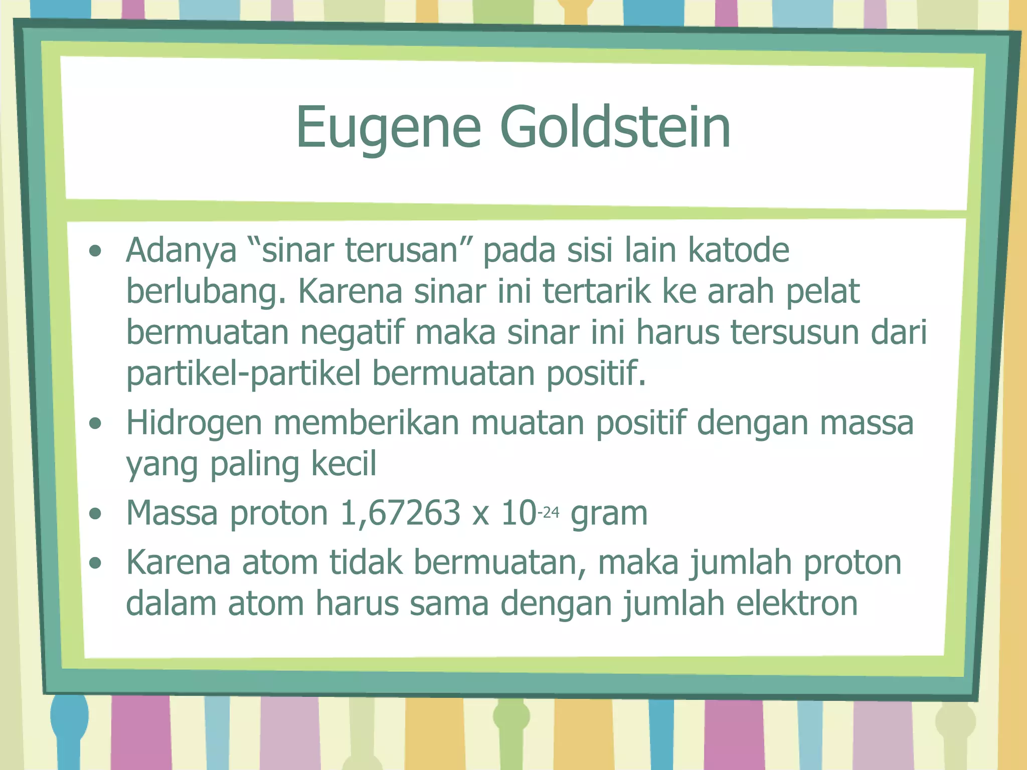 Kimia Kelas X mengenai penemuan partikel sub atom | PPTX