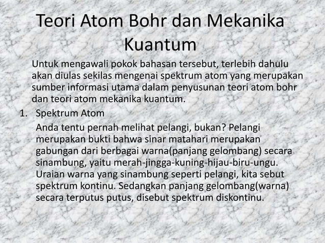 Teori Kuantum dan Model Atom Bohr | PPT
