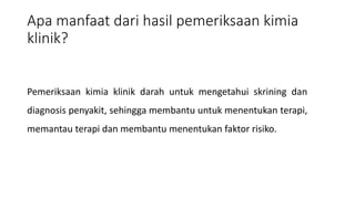 kimia klinik.pptx MATA KULIAHN KIMIA KLINIK | PPTX