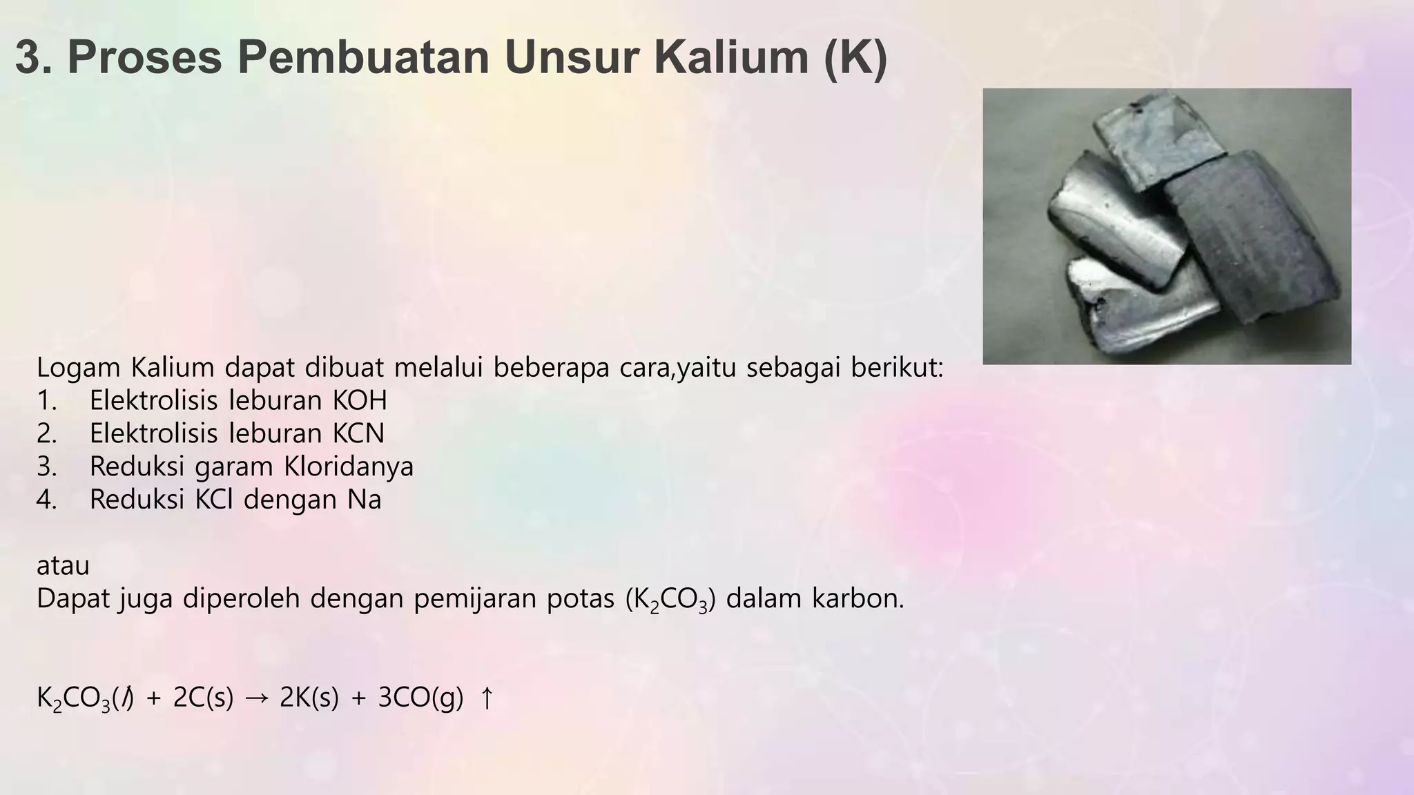 Kimia Unsur Alkali "Kegunaan,Kelimpahan,Proses Pembuatan" | PPTX