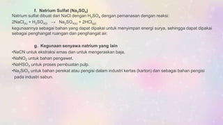 Kimia Unsur Alkali "Kegunaan,Kelimpahan,Proses Pembuatan" | PPTX