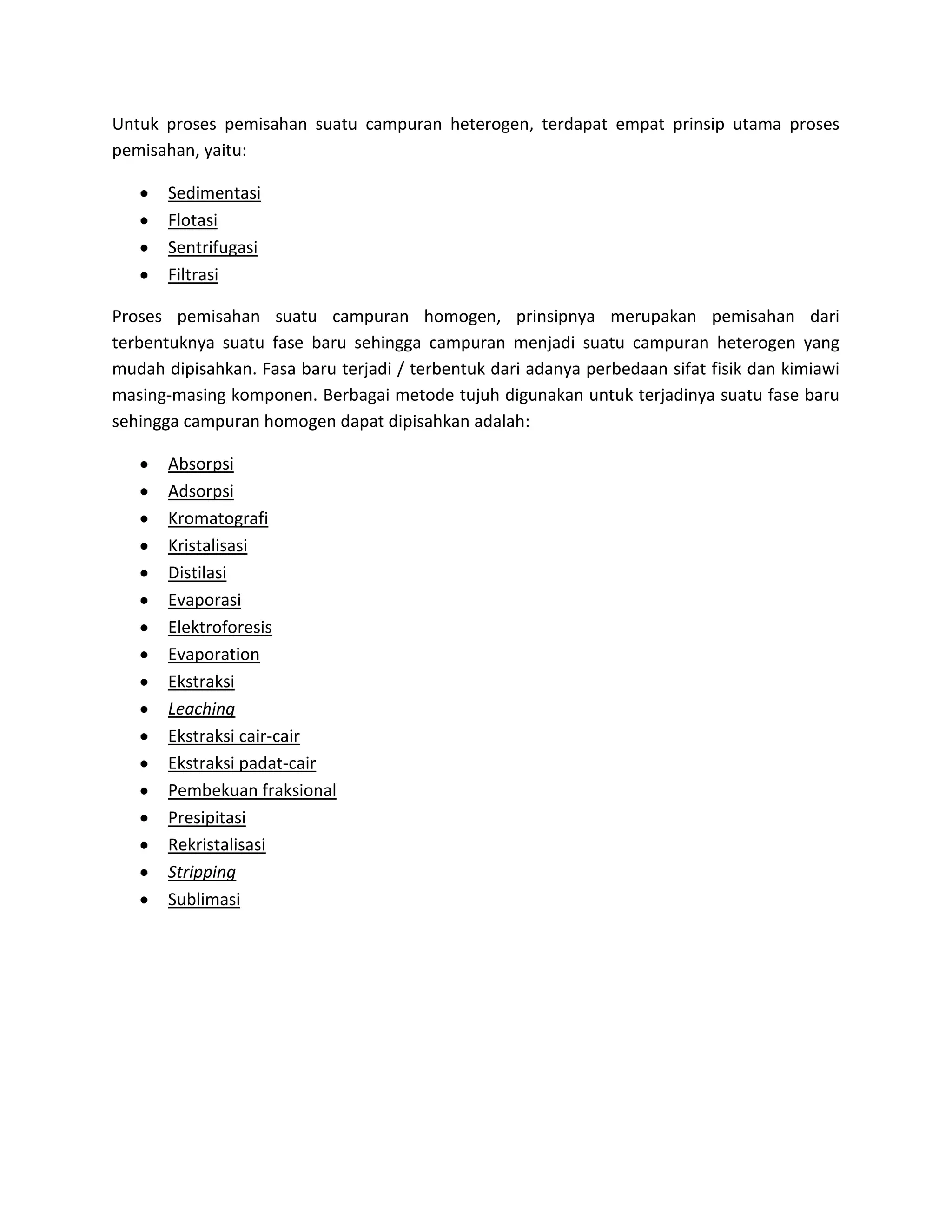 Kimia pemisahan campuran | DOCX