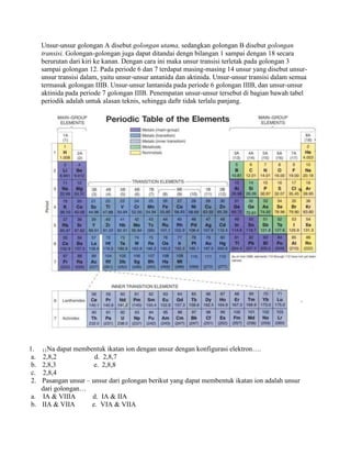 perkembangan sejarah sistem periodik unsur dan contoh soal soal kimia kelas X Mipa SMA | DOCX