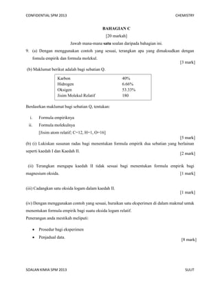 Soalan Ramalan Kimia SPM 2013 | PDF