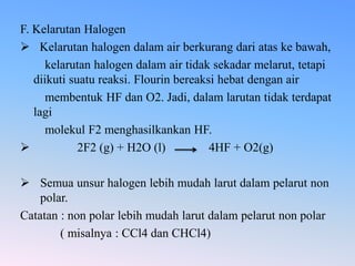 Kimia unsur alkali, alkali tanah, halogen dan gas mulia | PPTX