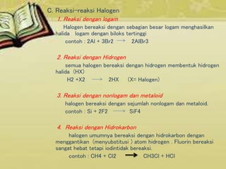 Kimia unsur alkali, alkali tanah, halogen dan gas mulia | PPTX