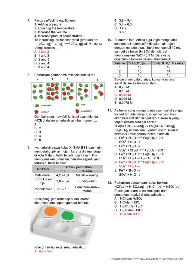 SOAL Penilaian Akhir Tahun (PAT) Kimia Kelas XI IPA | PDF