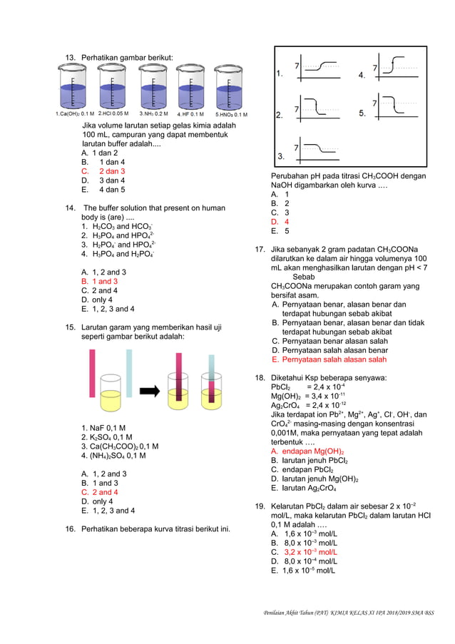 SOAL Penilaian Akhir Tahun (PAT) Kimia Kelas XI IPA | PDF