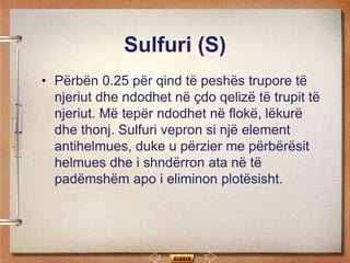 roli i elementeve kimike ne organizmin e njeriut | PPTX