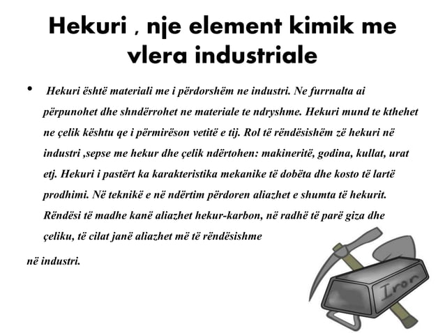 Hekuri ,elementi kimik me vlere... | PPTX