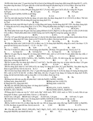 Kim loại kiềm và kiềm thổ 1 | DOC