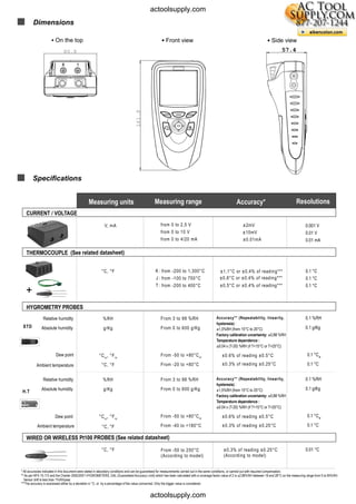 Kimo 200 HRS Thermo Hygrometer Datasheet | PDF