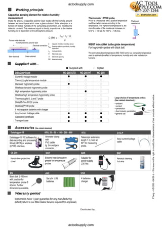 Kimo 200 HRS Thermo Hygrometer Datasheet | PDF