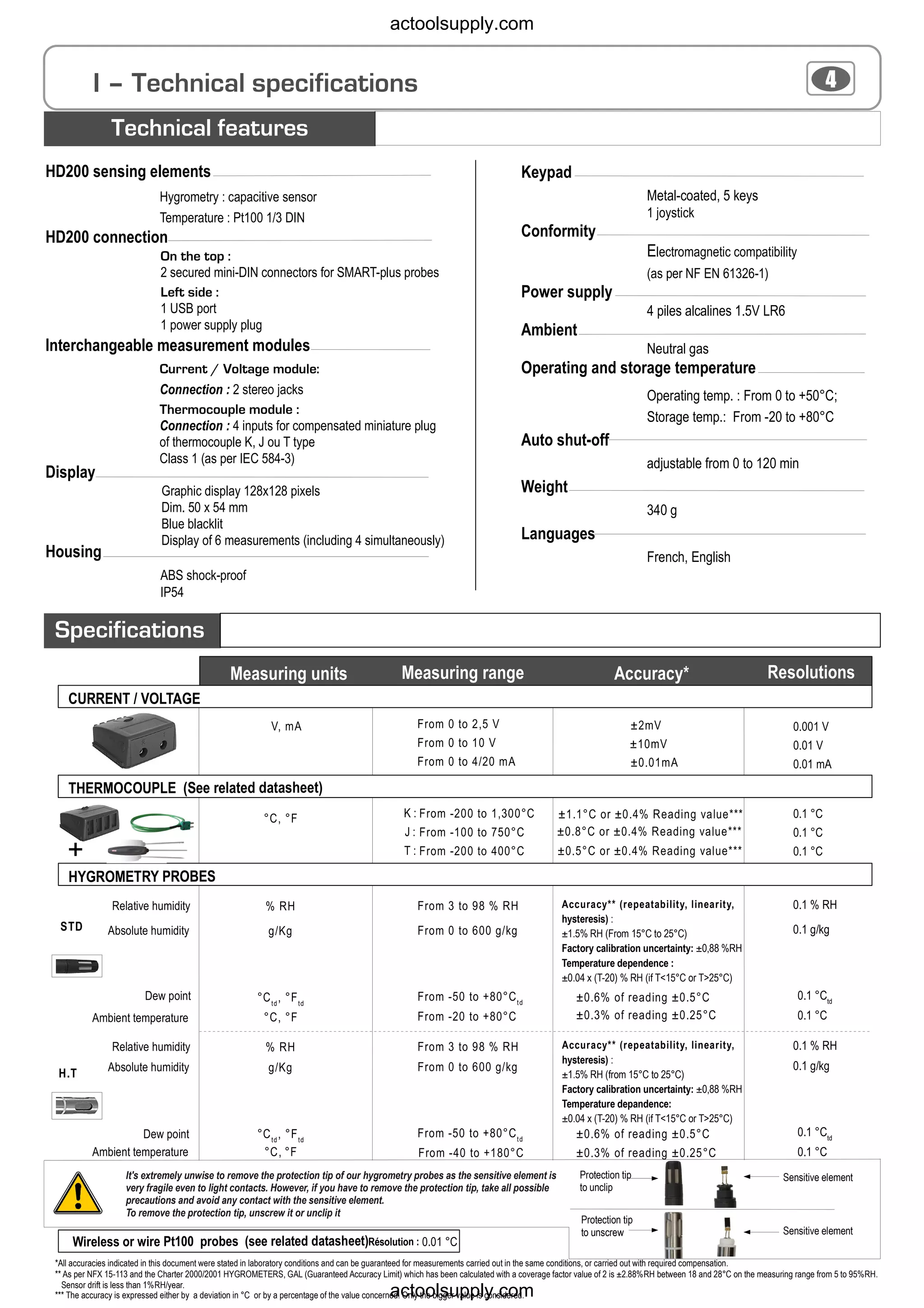 Kimo 200 HT Thermo Hygrometer Manual | PDF