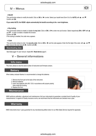Kimo 200 HT Thermo Hygrometer Manual | PDF