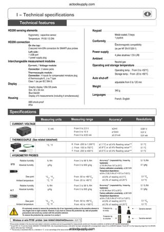 Kimo 200 HT Thermo Hygrometer Manual | PDF