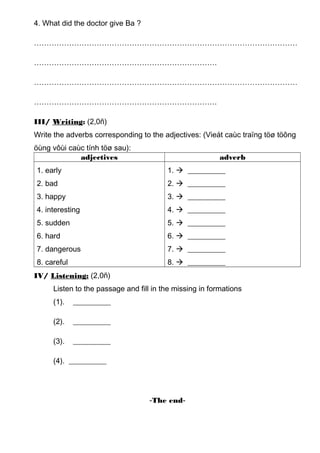 Kiểm tra 1 tiết hki tiếng anh lớp 7 | DOC