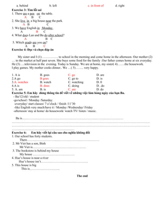 Kiểm tra 1 tiết lần 2 hki tiếng anh lớp 6 | DOC