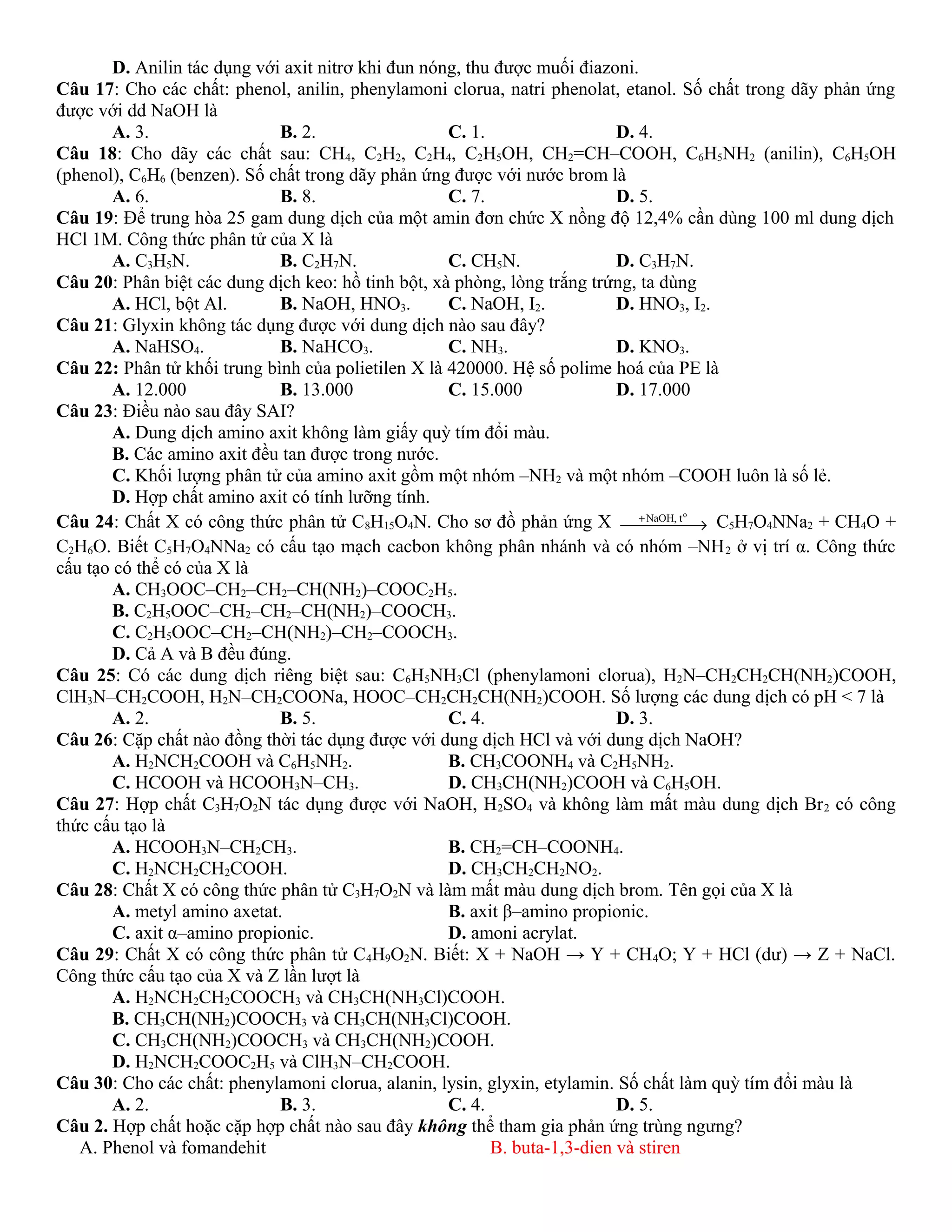 Kiểm tra chất lượng hóa 12 b | DOC