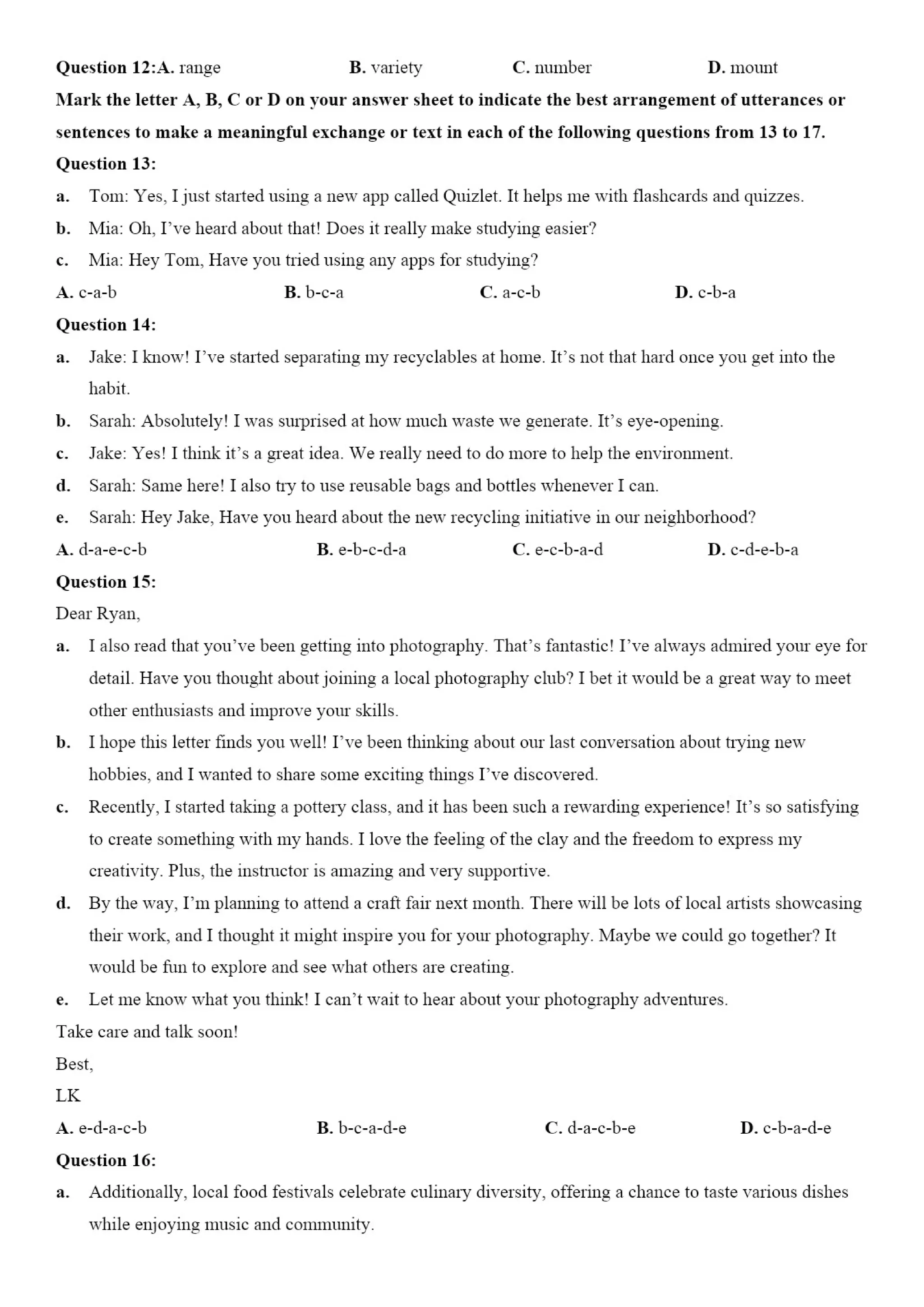 ĐỀ KIỂM TRA CUỐI HỌC KÌ 1 - MÔN TIẾNG ANH 12 - GLOBAL SUCCESS - 2024-2025 - THEO FORM 2025 - CÓ ...