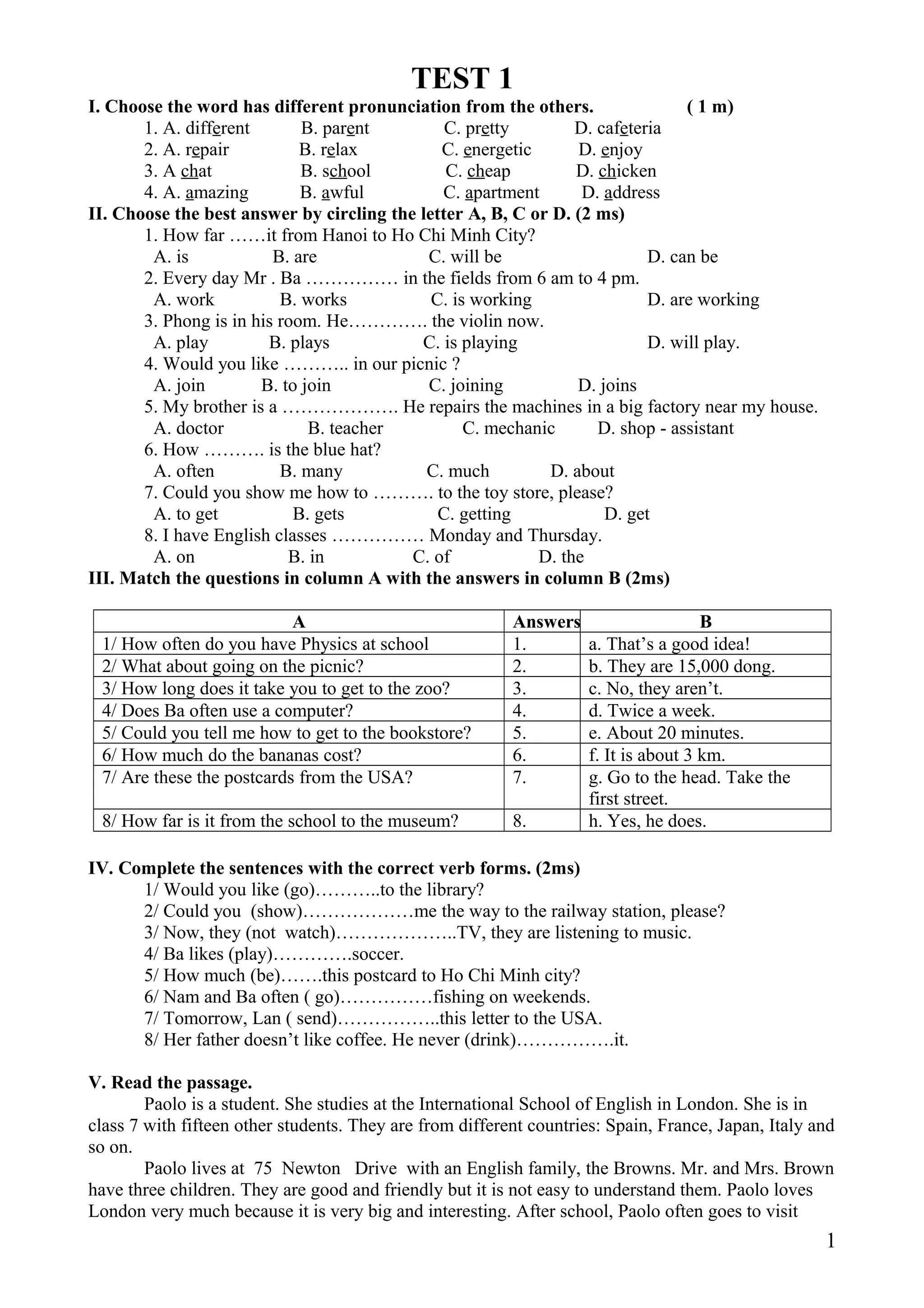 Kiểm tra hki tiếng anh lớp 7 (1) | DOC
