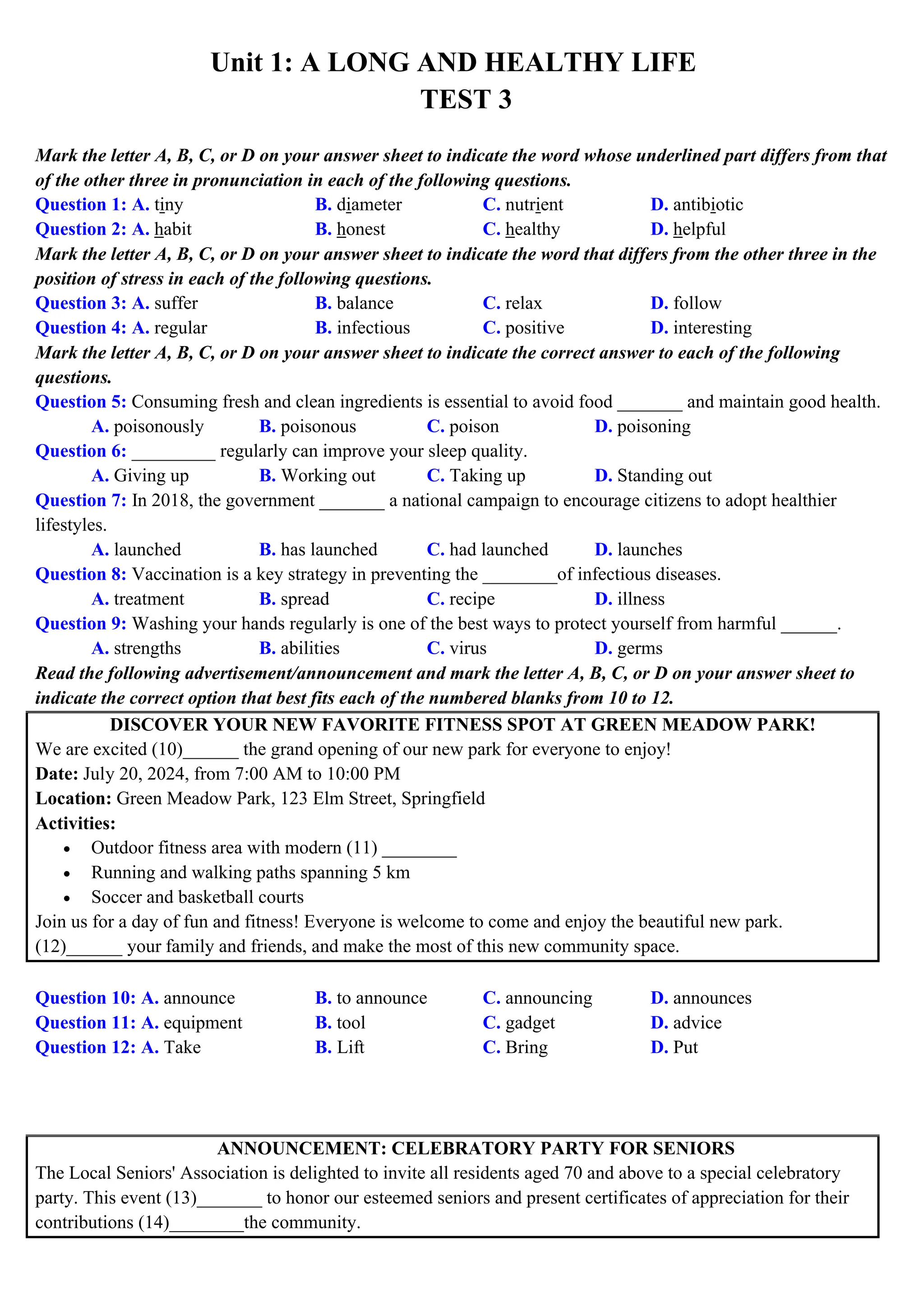 ĐỀ KIỂM TRA THEO UNIT MÔN TIẾNG ANH GLOBAL SUCCESS 11 CẢ NĂM (BẢN HS-GV ...