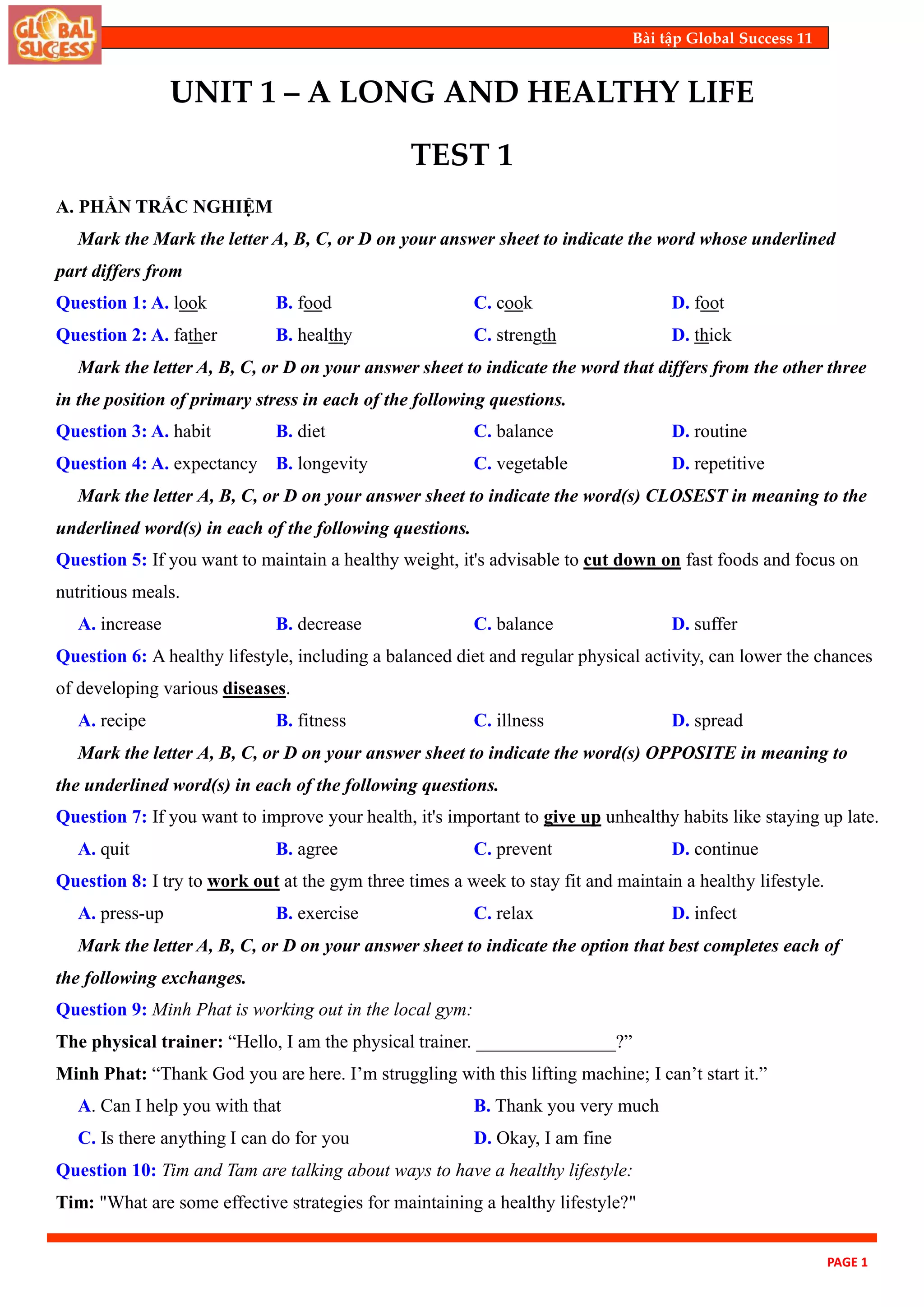 ĐỀ KIỂM TRA THEO UNIT TIẾNG ANH GLOBAL SUCCESS 11 CẢ NĂM CÓ FILE NGHE NĂM HỌC 2023-2024 (BẢN HS ...