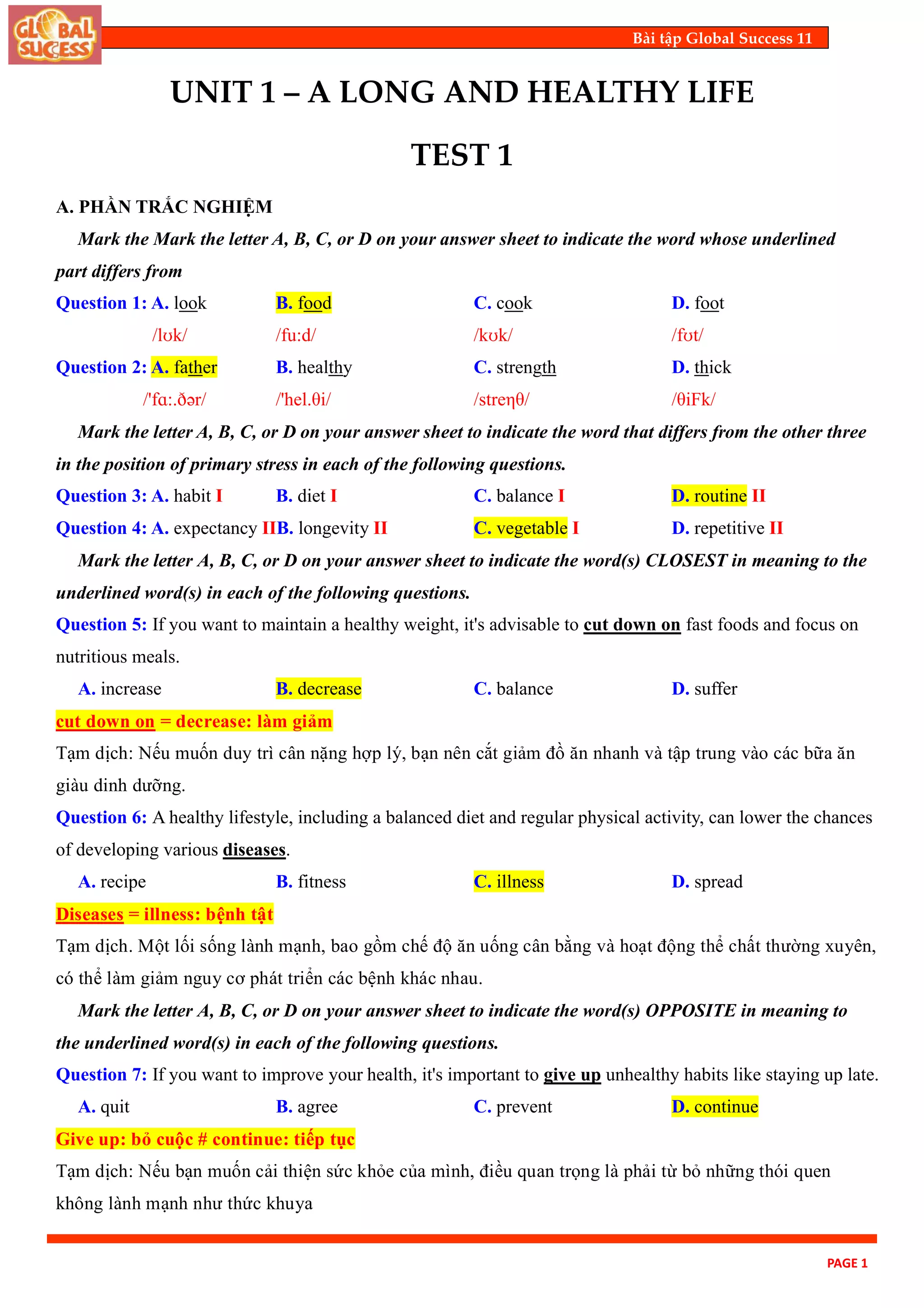 ĐỀ KIỂM TRA THEO UNIT TIẾNG ANH GLOBAL SUCCESS 11 NĂM HỌC 2023-2024 CÓ FILE NGHE (BẢN HS-GV) (3 ...
