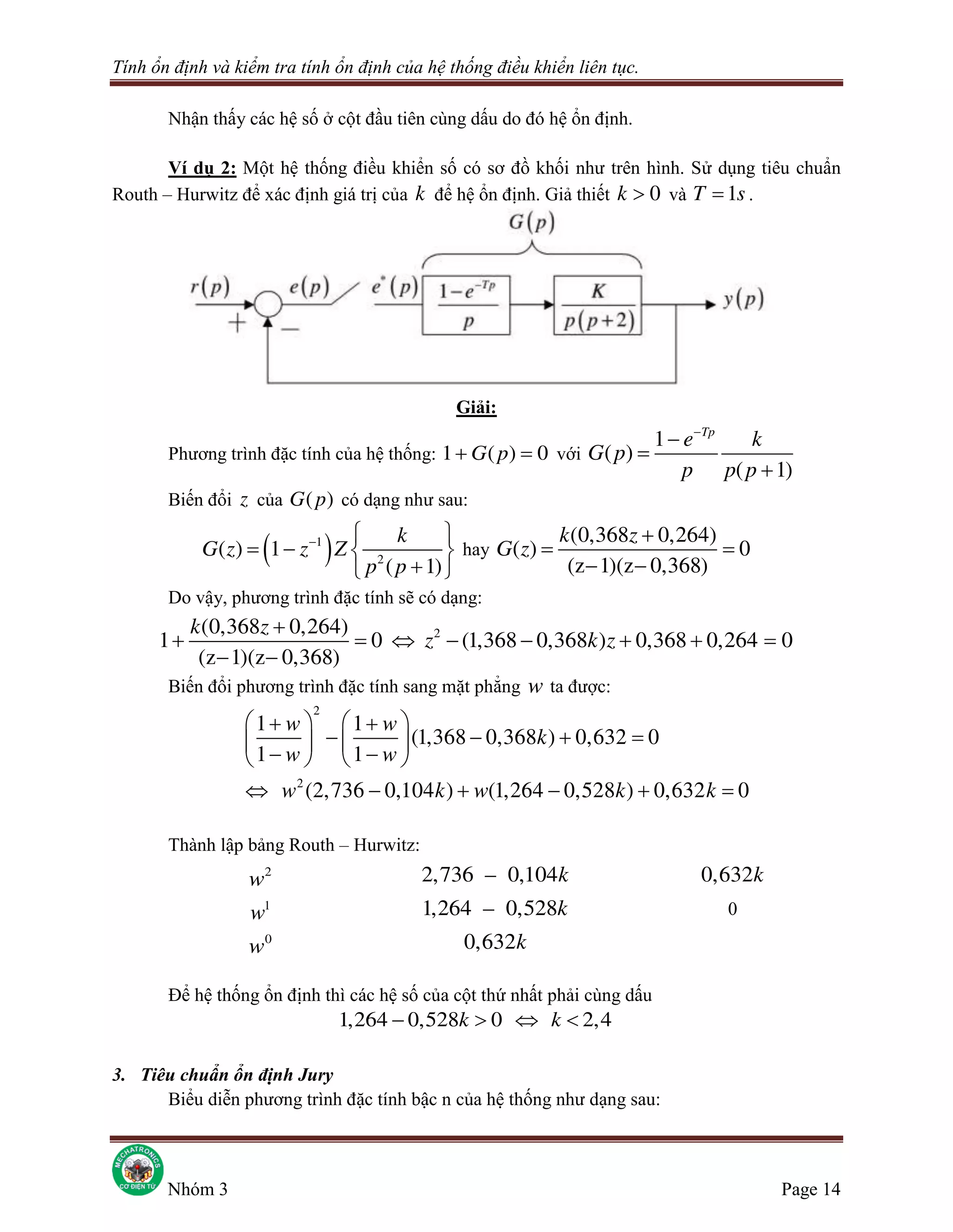 [BTL] Kiểm tra tính ổn định của hệ thống liên tục | PDF