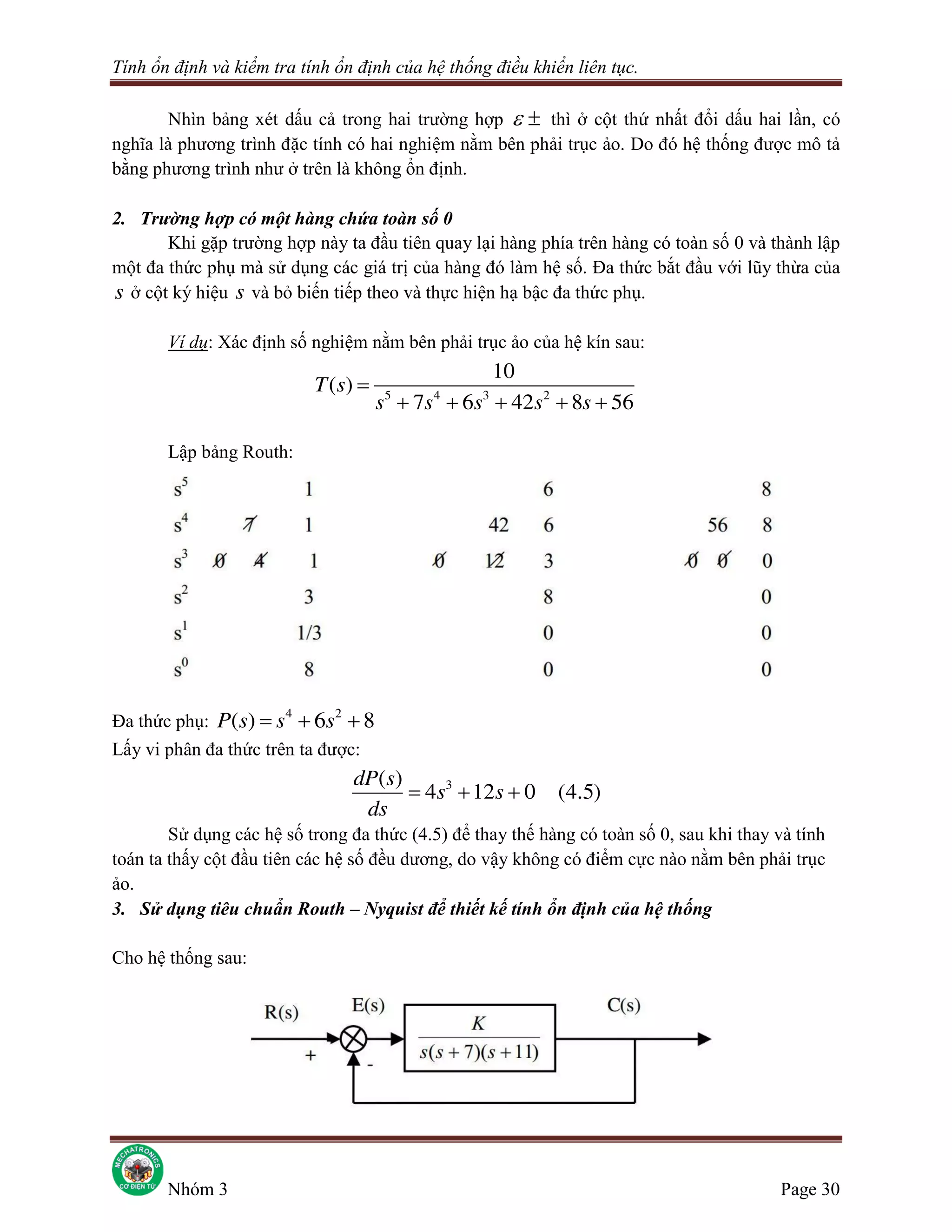 [BTL] Kiểm tra tính ổn định của hệ thống liên tục | PDF