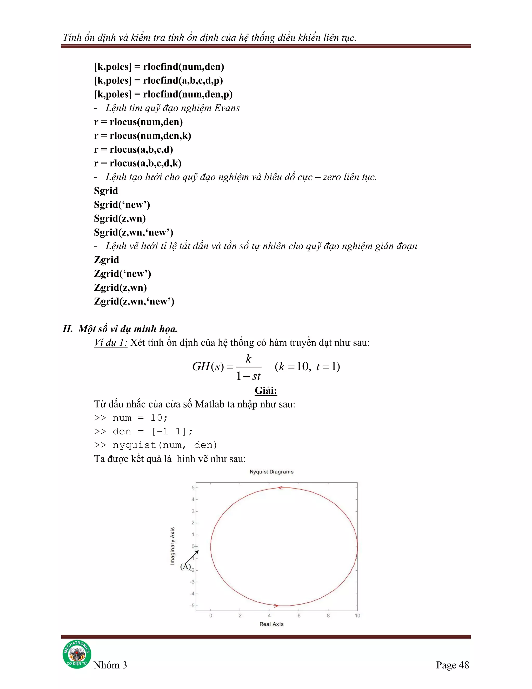 [BTL] Kiểm tra tính ổn định của hệ thống liên tục | PDF