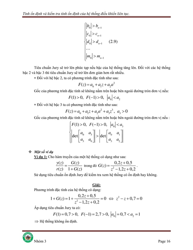 [BTL] Kiểm tra tính ổn định của hệ thống liên tục | PDF