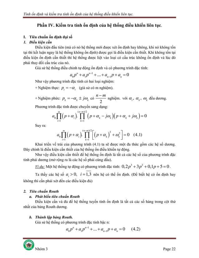 [BTL] Kiểm tra tính ổn định của hệ thống liên tục | PDF