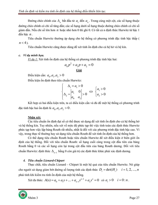 [BTL] Kiểm tra tính ổn định của hệ thống liên tục | PDF