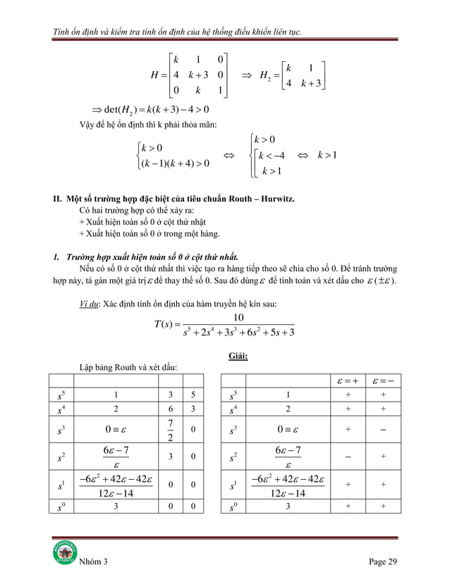[BTL] Kiểm tra tính ổn định của hệ thống liên tục | PDF
