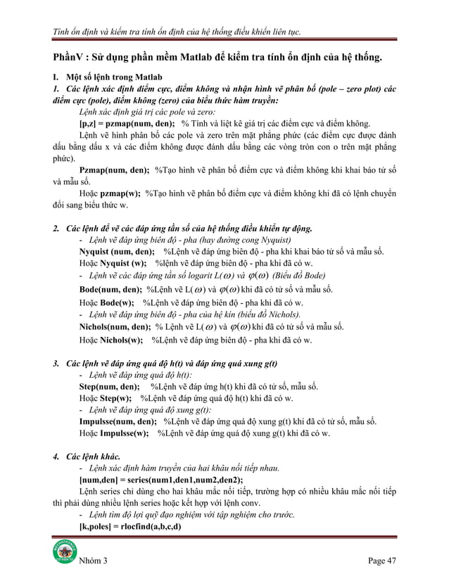 [BTL] Kiểm tra tính ổn định của hệ thống liên tục | PDF