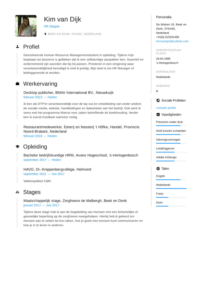 Kim van dijk - CV | PDF