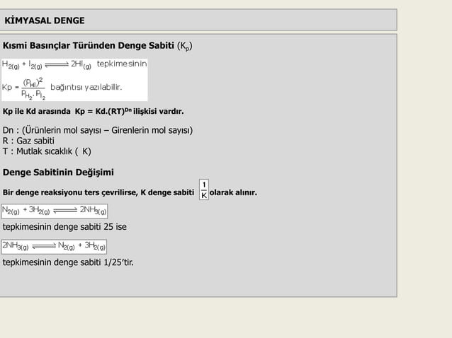 Kimyasal Denge - Slayt | PPTX