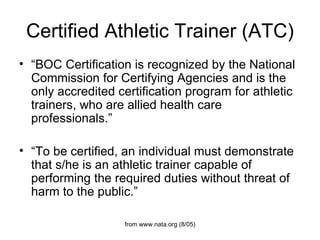 Kin 188 Introduction To Athletic Training | PPT