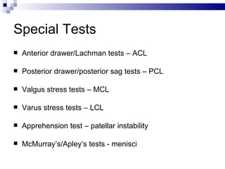 Kin 188 Knee Injuries And Evaluation | PPT | Death, Injury, or Military ...