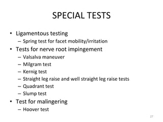 Lumbar Quadrant Test