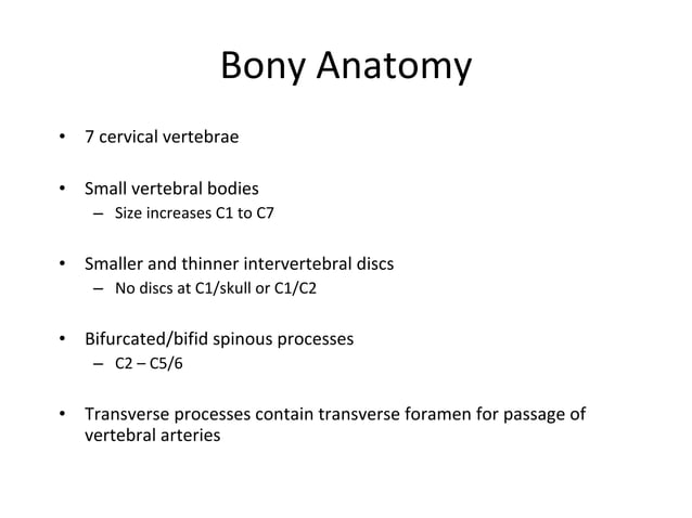 Kin 191 B – Cervical Spine Anatomy, Evaluation And Injuries | PPT