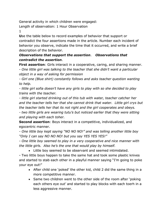 Kin487 child observation_assignment | PDF