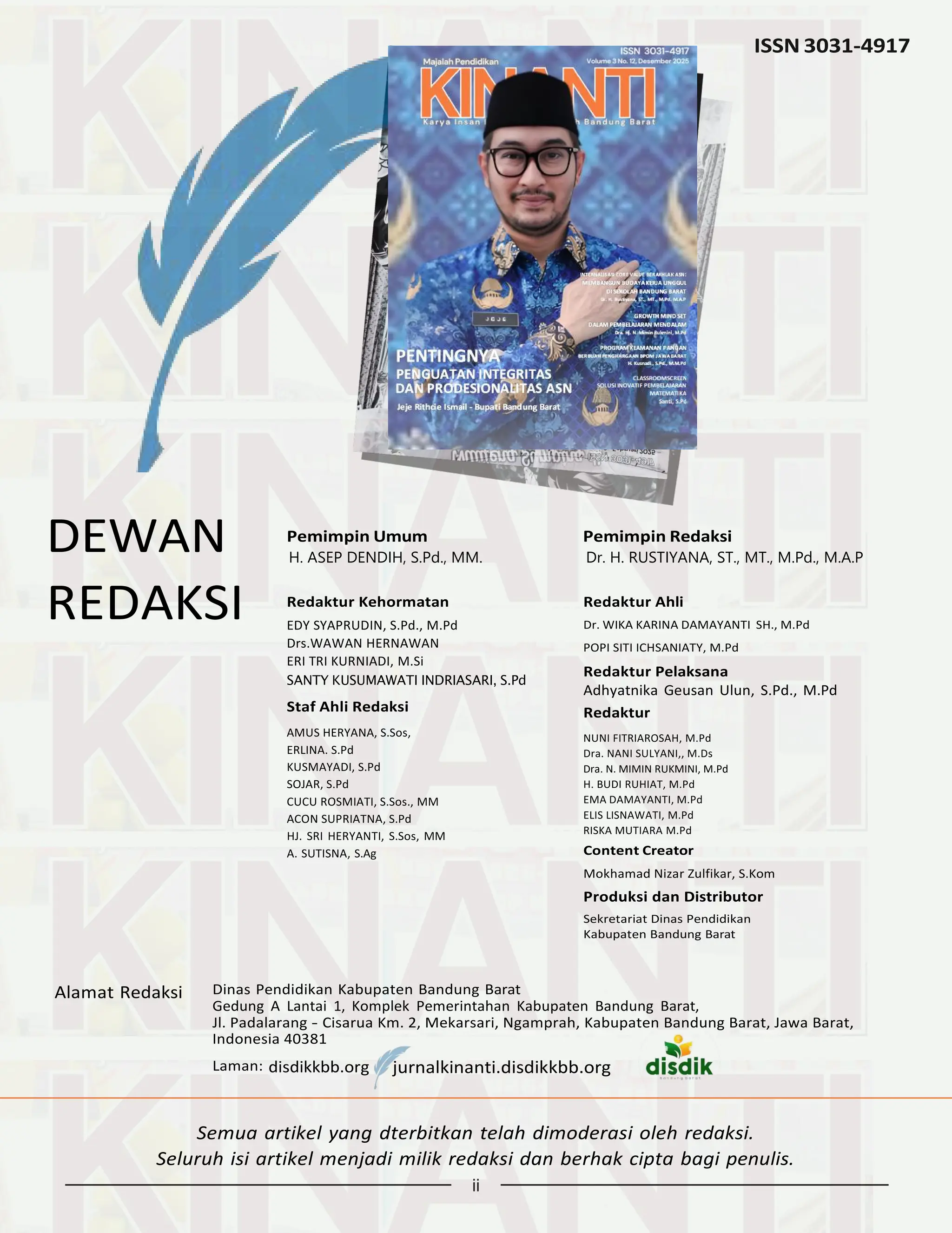 Kinanti Vol 3 No 12 Daftar Isi-1 dinas pendidikan | PDF