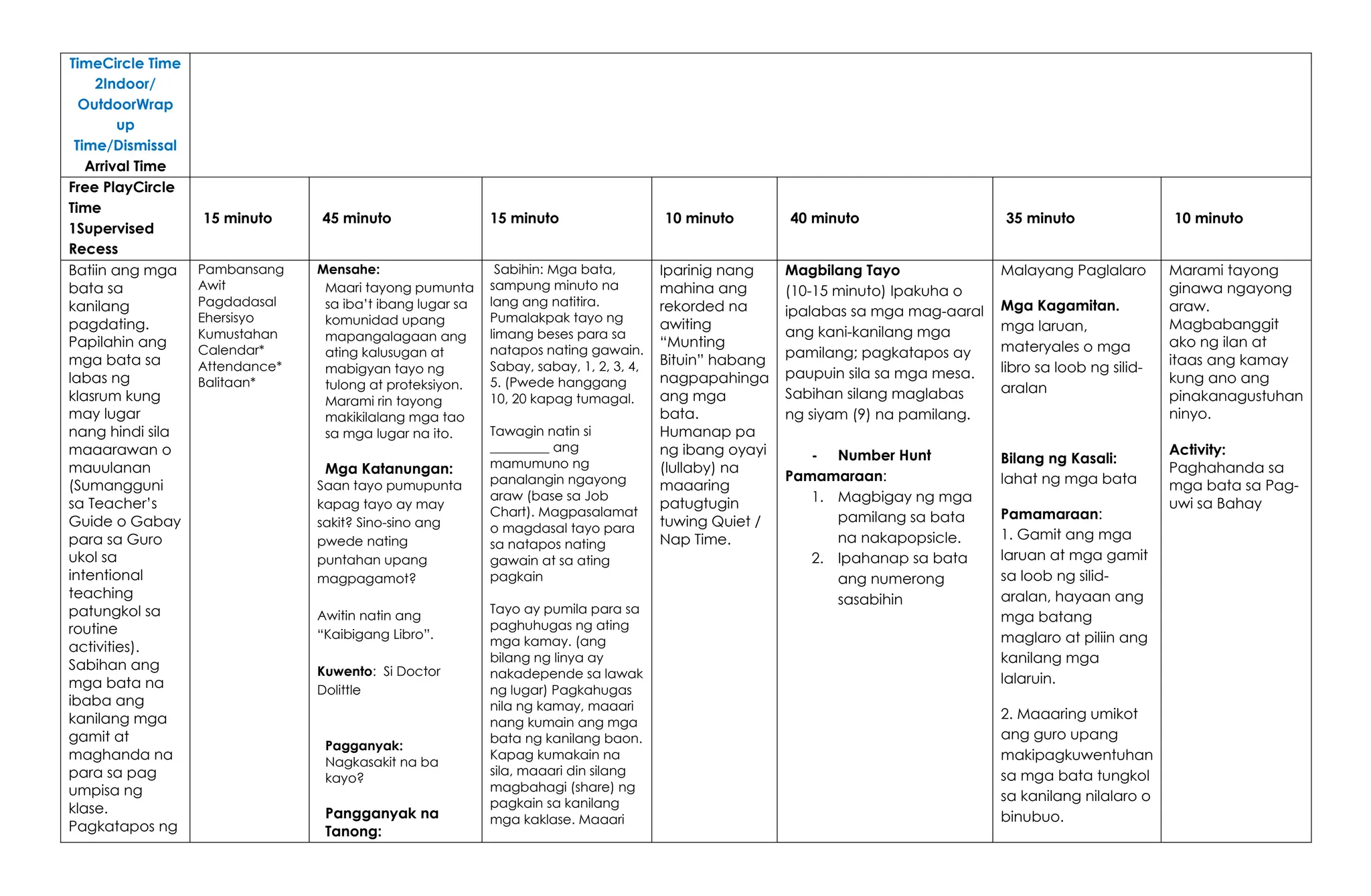 Daily Lesson Log for Kindergarten School Year 2024-2025 | DOC