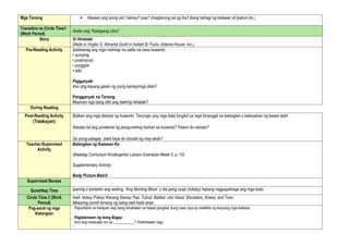 Kindergarten DLL Quarter 1 Week 5 Day 12 | DOCX