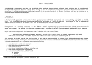 K to 12 Curriculum Guide for Kindergarten | PDF