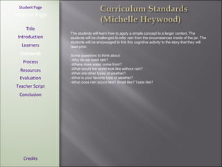 Kindergarten Lesson Plan, Weather Unit | PPT