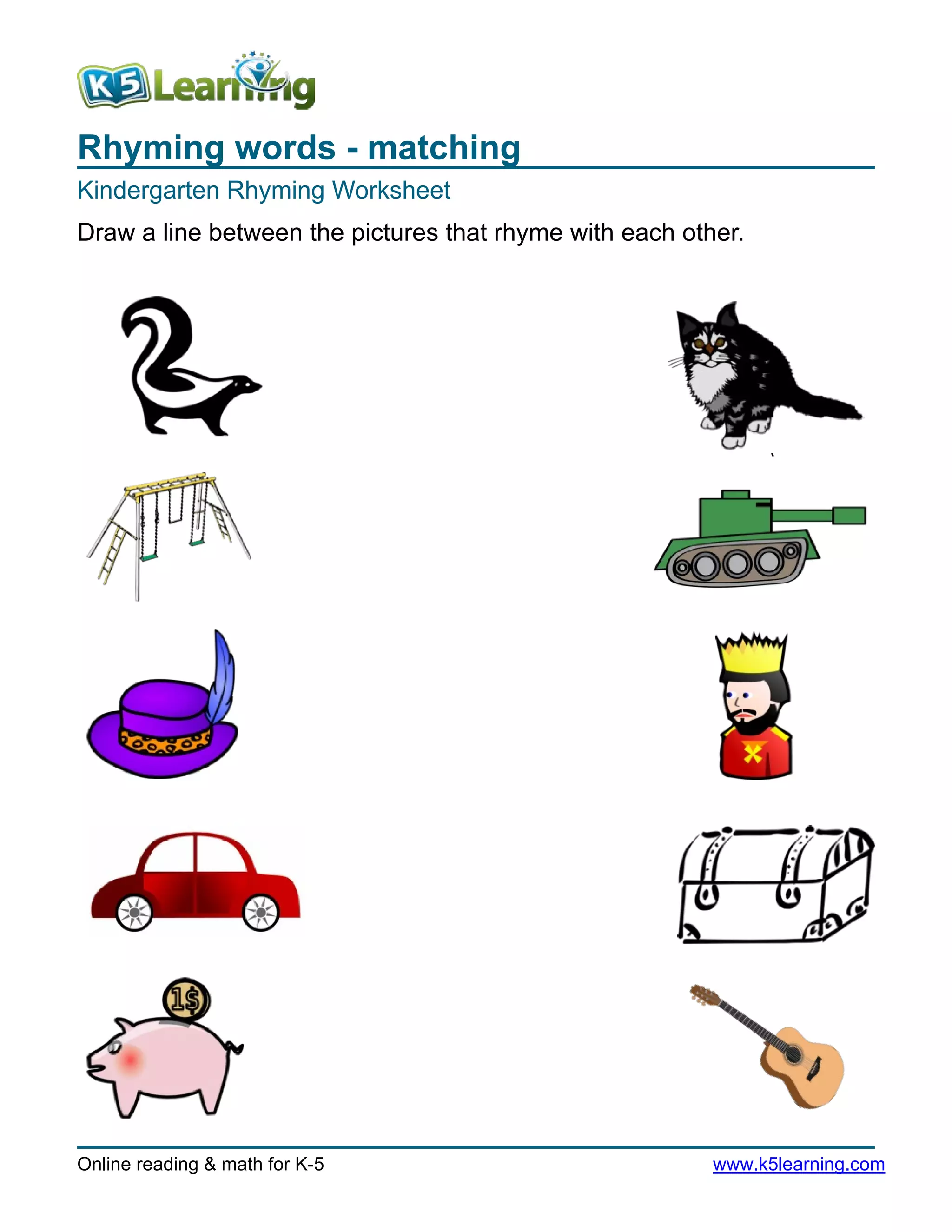 Kindergarten rhyming-match-pictures-that-rhyme-1 | PDF